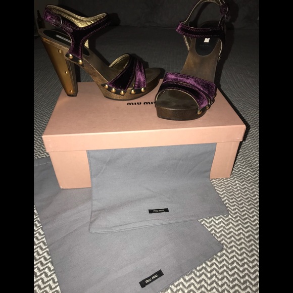 Miu Miu | Shoes | Miu Miu Velvet Platform Sandals | Poshmark